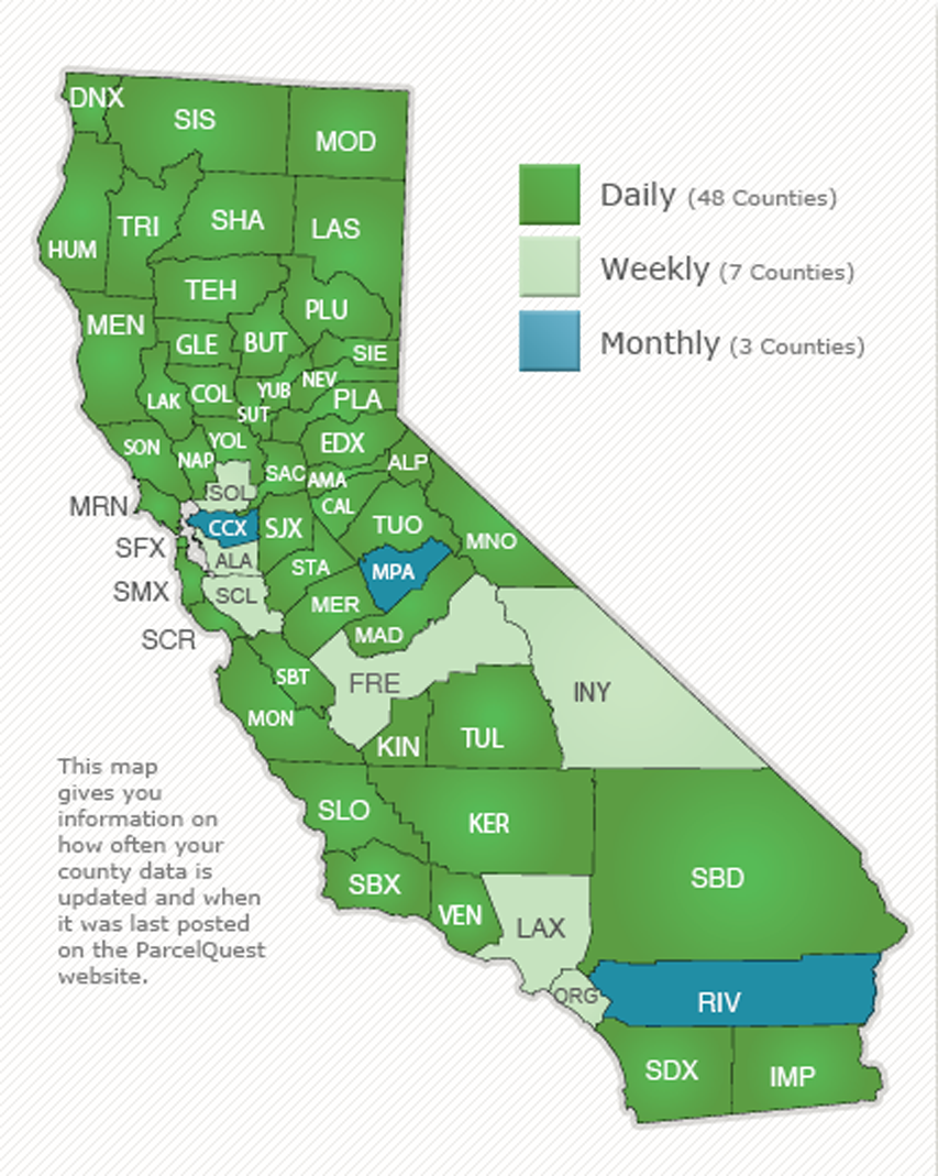 Data Update Frequency | ParcelQuest | California