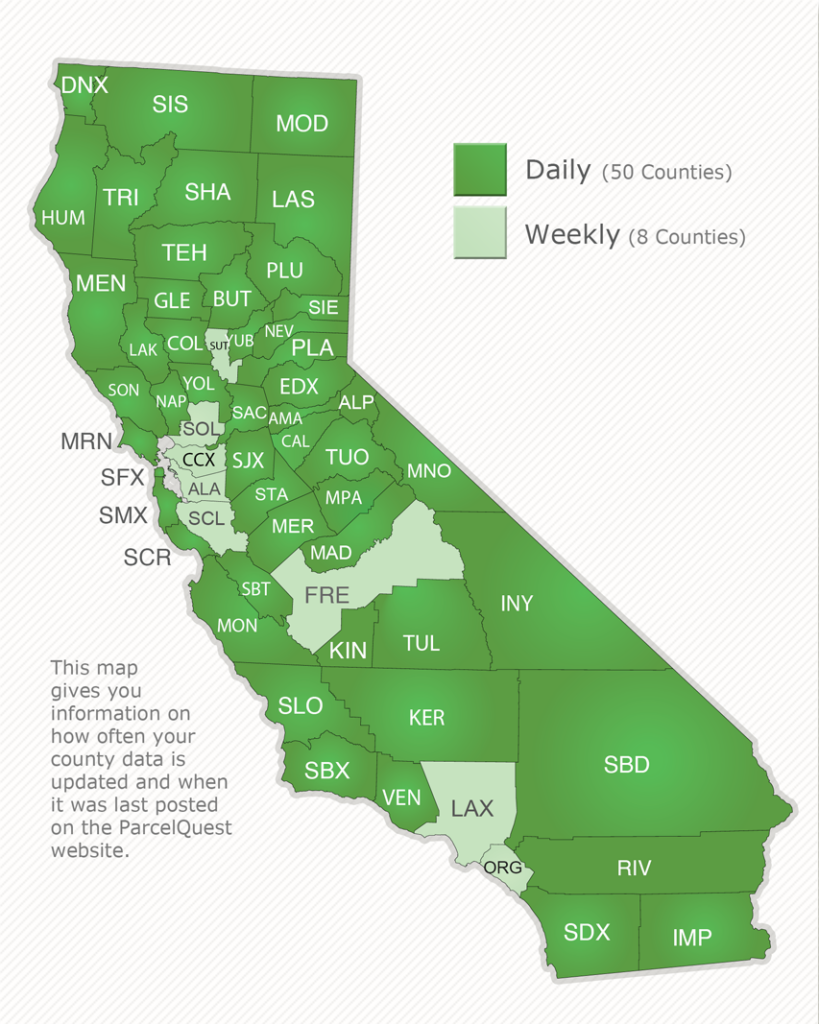 Data Update Frequency | ParcelQuest | California