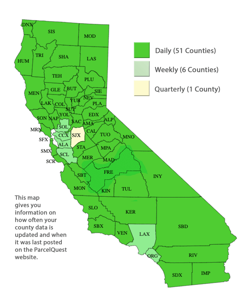Data Update Frequency | ParcelQuest | California